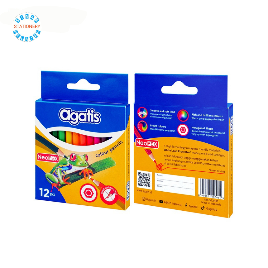 Jual PENSIL WARNA AGATIS NH-C-12H01 ISI 12 WARNA KECIL | Shopee Indonesia