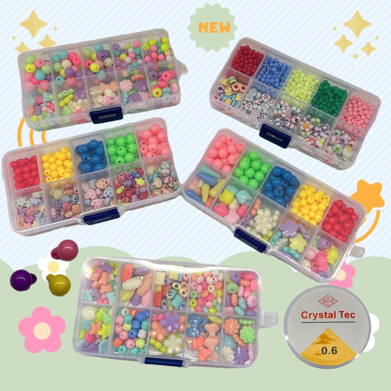 Jual Manik 10 sekat set manik meronce gelang kalung cincin mainan anak ...