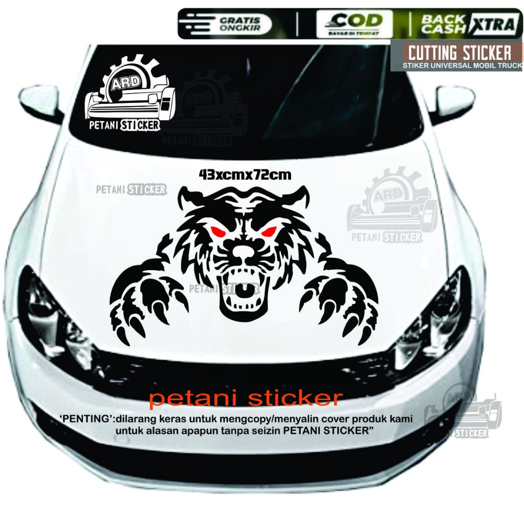 Jual stiker sticker kap mobil motif macan cakaran universal mobil ...