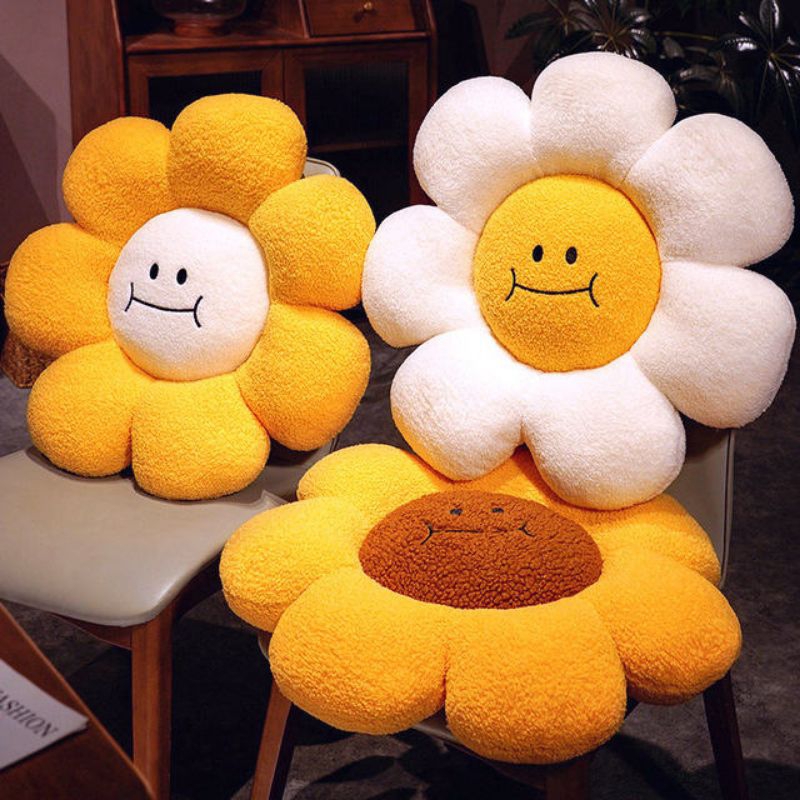 Jual Boneka Wajah Tersenyum Bunga Aster Putih Mainan Bantal Bunga ...