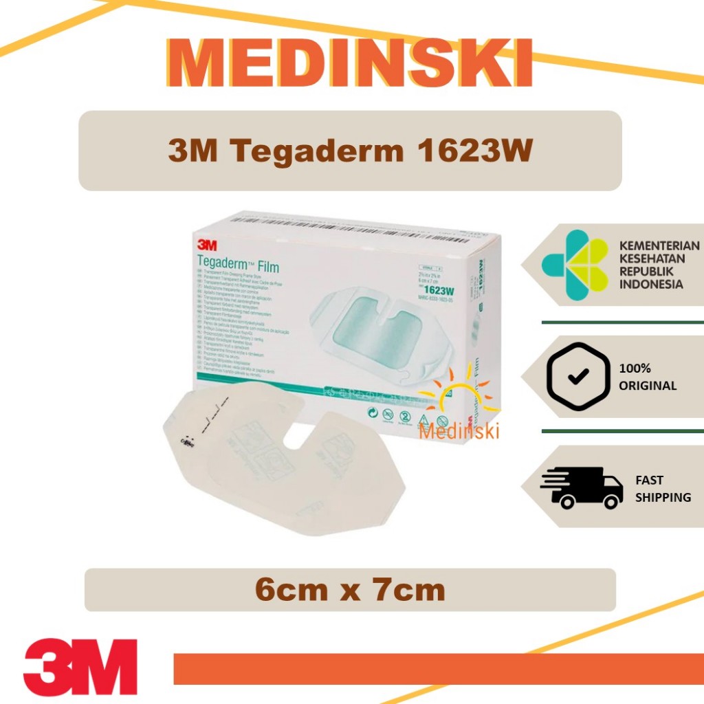 Jual 3M Tegaderm Film 1623W 6cm x 7cm Plester Infus Set I.V 1623 W 6x7 ...
