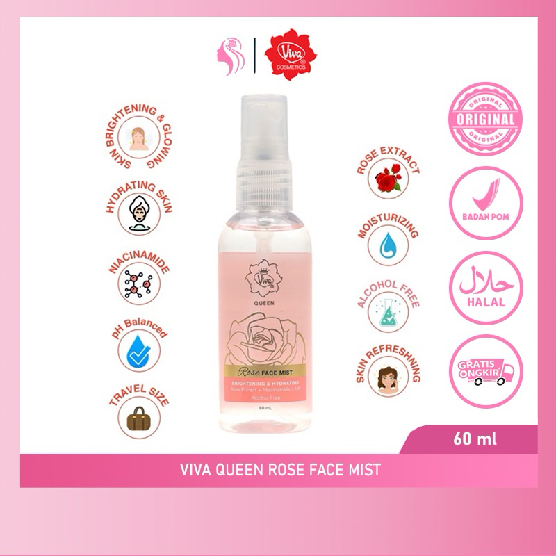Jual Viva Queen Rose Face Mist with NIACINAMIDE, COLLAGEN, MOISTURIZING ...
