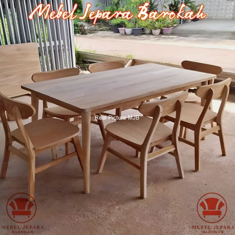 Jual Set Meja dan Kursi Makan 6 Kursi Kayu Jati Minimalis Set Dining ...