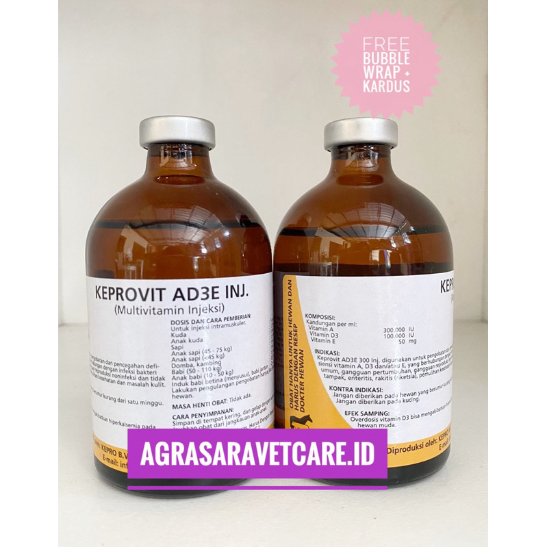 Jual KEPROVIT AD3E INJEKSI 100ml (Vitamin A, D3, E) KEPRO - MIRIP ...