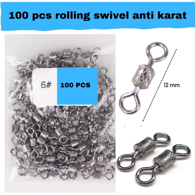 Jual kili kili pancing rolling swivel tahan karat 100 pcs | Shopee ...