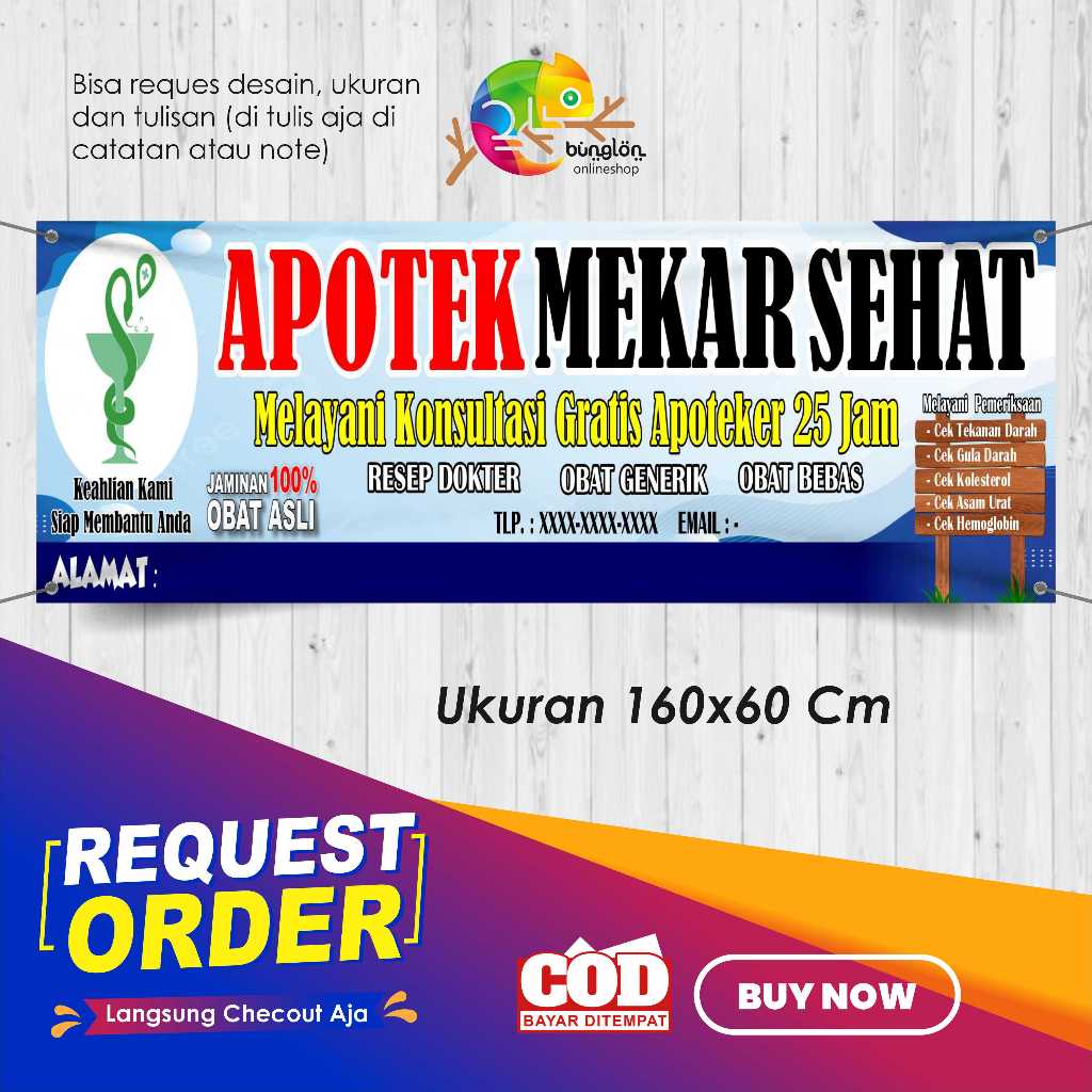 Jual Spanduk Banner 160x60 Apotek Custom Desain | Shopee Indonesia