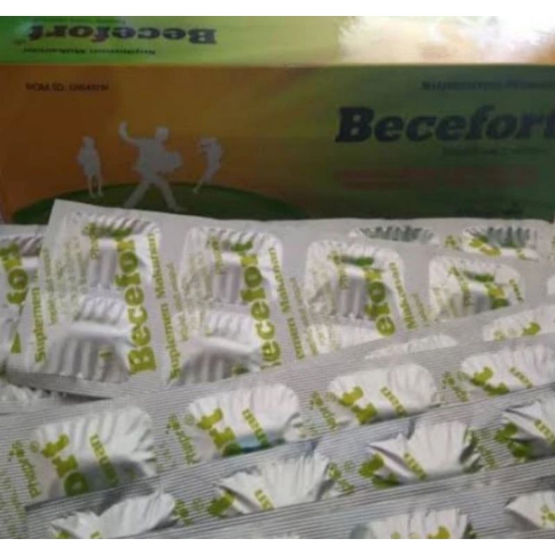 Jual BECEFORT VITAMIN C, B, E, 500mg 10 Setrip x 10 Tablet /100 tablet ...