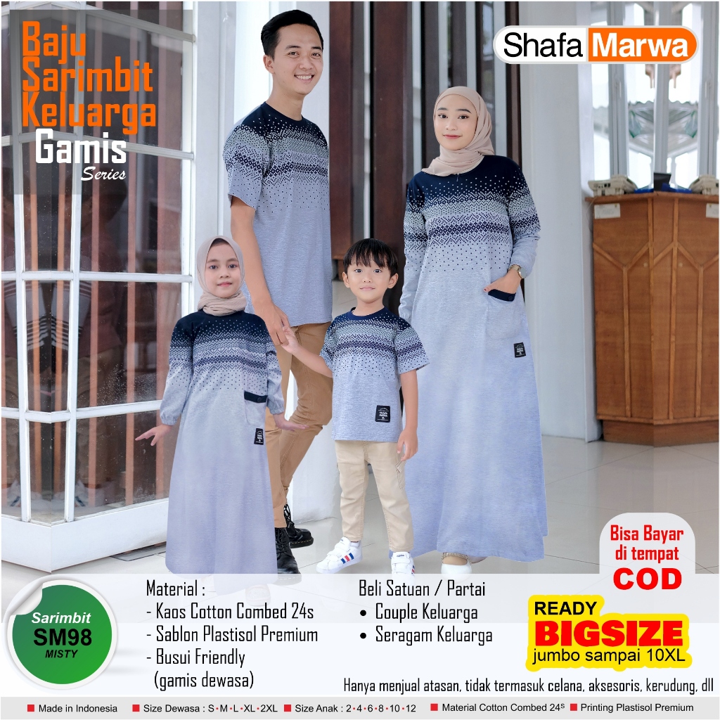 Jual Shafa Marwa Baju Couple Keluarga Sarimbit Family Set Gamis Muslim ...
