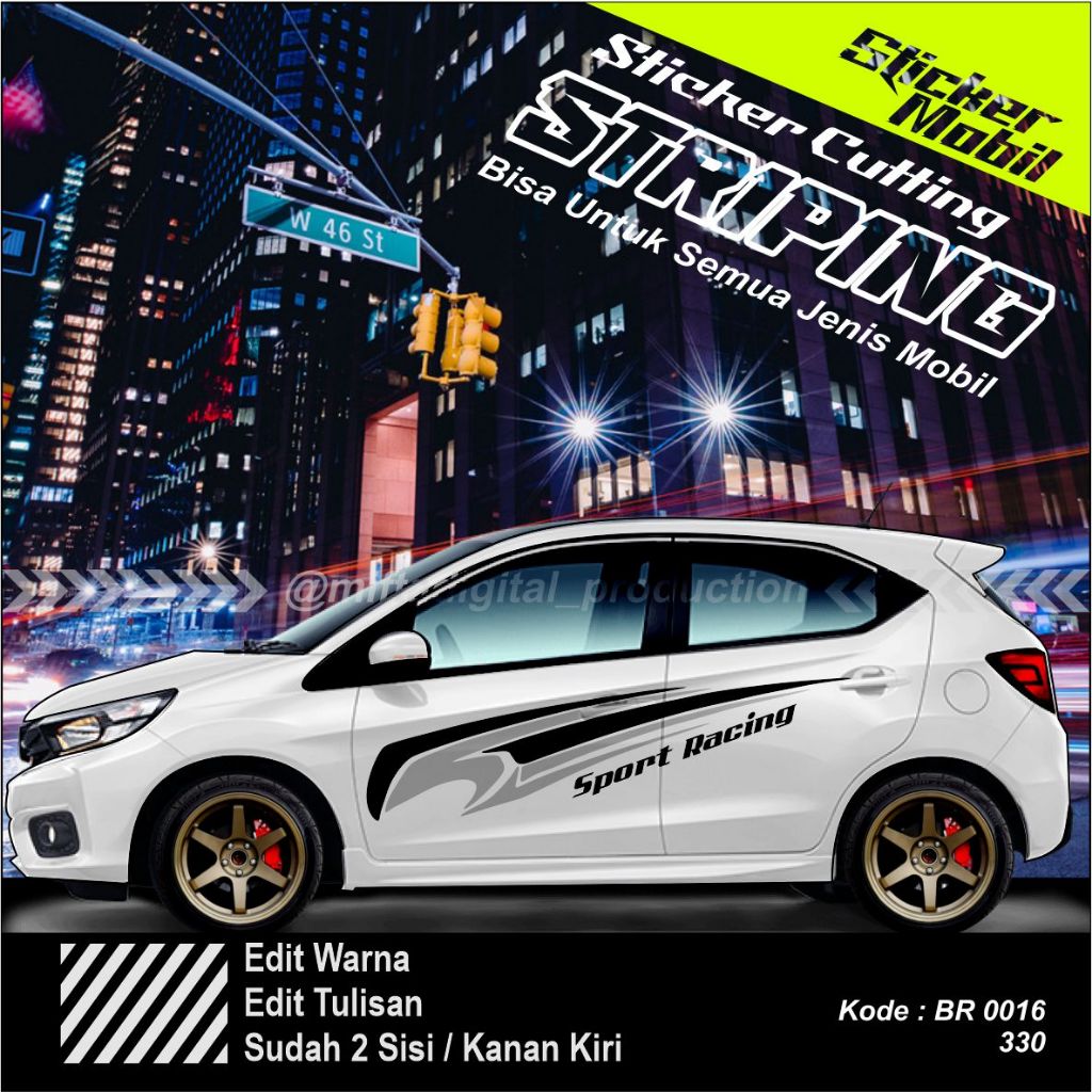 Jual Striping Mobil Jazz Cutting Sticker - Agya - Brio - Raize - Yaris ...