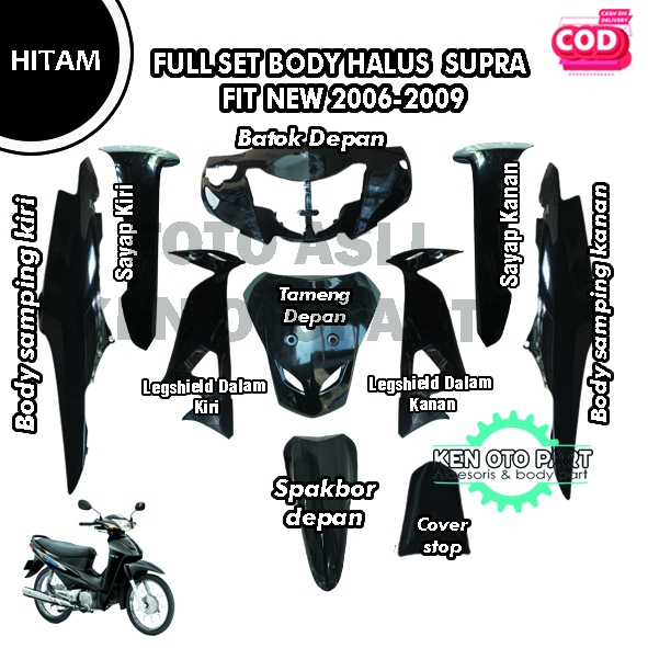 Jual Full Set Body Halus Supra Fit New Fit X Fit S 2006-2009 Hitam ...