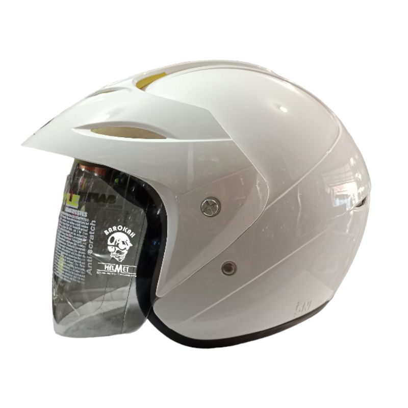 Jual Helm Hiu Nico putih polos half face original | Shopee Indonesia