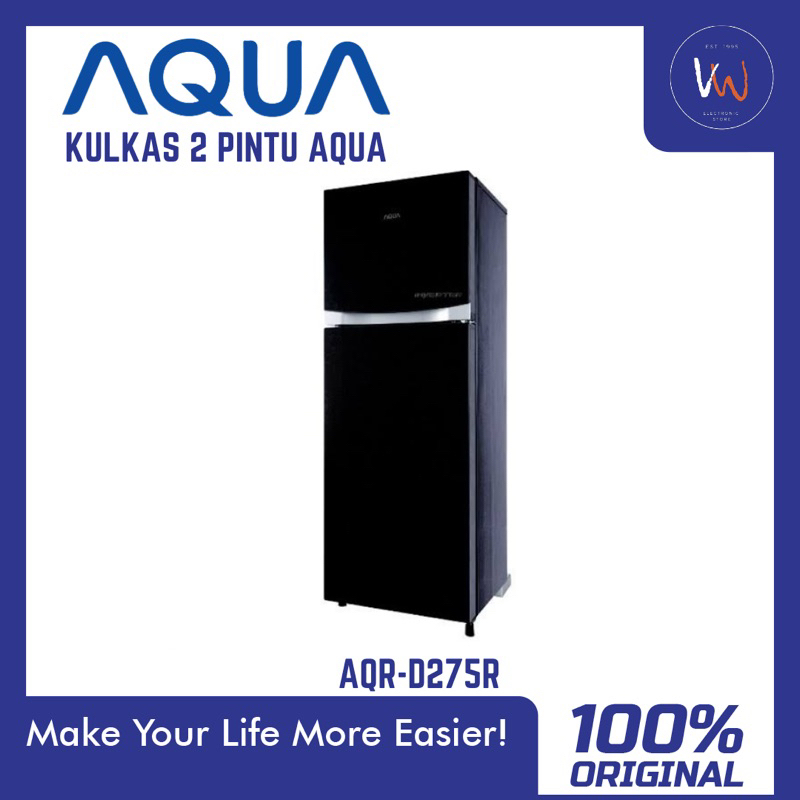 Jual Kulkas 2 Pintu Aqua AQR-D275R / Kulkas Glass Door / Kulkas Tanpa Bunga Es | Shopee Indonesia