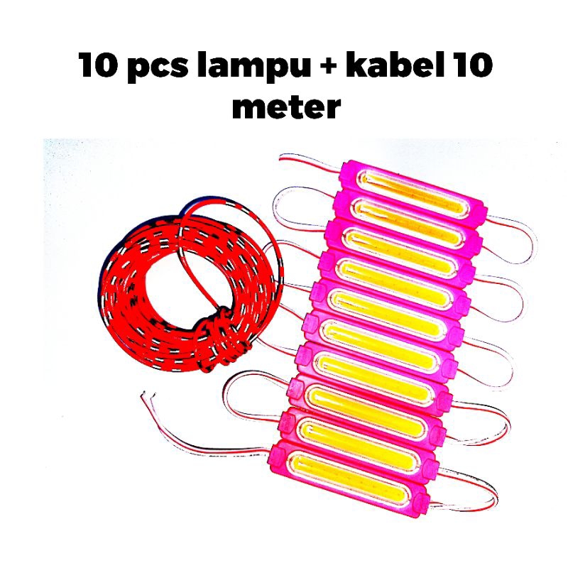 Jual 10 pcs lampu LED strip COB plasma 9 mata 12 volt 24 volt dan kabel bintik 10 meter lampu ...