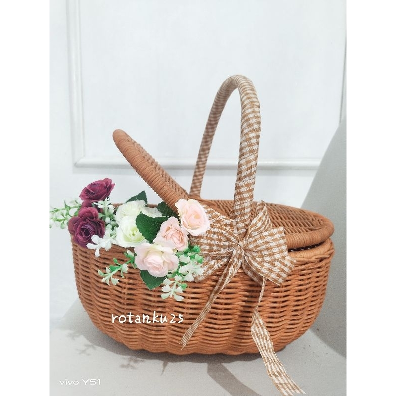 Jual PROMO !!! readystok keranjang piknik sedang/keranjang piknik rotan ...