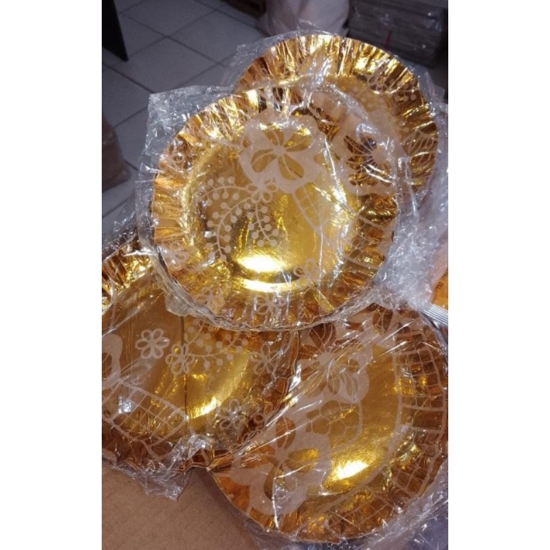 Jual Piring Kertas Emas isi 10pcs merk Mantap / piring kue ulang tahun ...