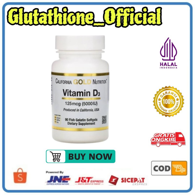 Jual Vitamin D3 Vit D-3 5000IU 90 Softgels California Gold Nutrition Ori USA Vit D3 5000 iu Asli ...