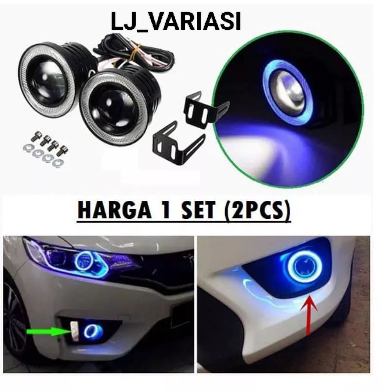 Jual Lampu LED Fog Lamp Mobil Angel Eyes 89mm Lampu LED Bamper Mobil 12volt Universal Avanza ...