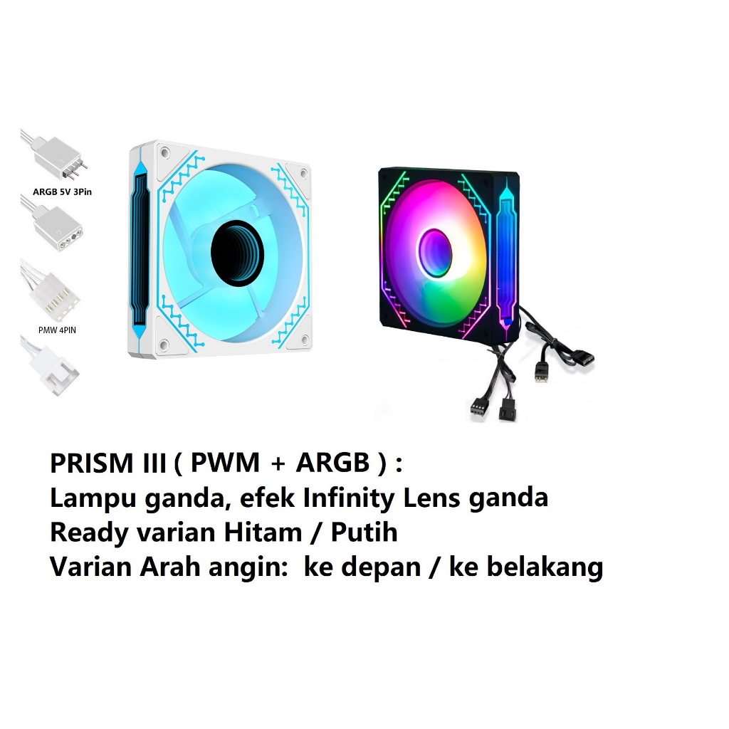 Jual PRISM III Fan ARGB 12cm Fan Reverse Wind 3pin 5V ARGB + 4pin PWM | Shopee Indonesia