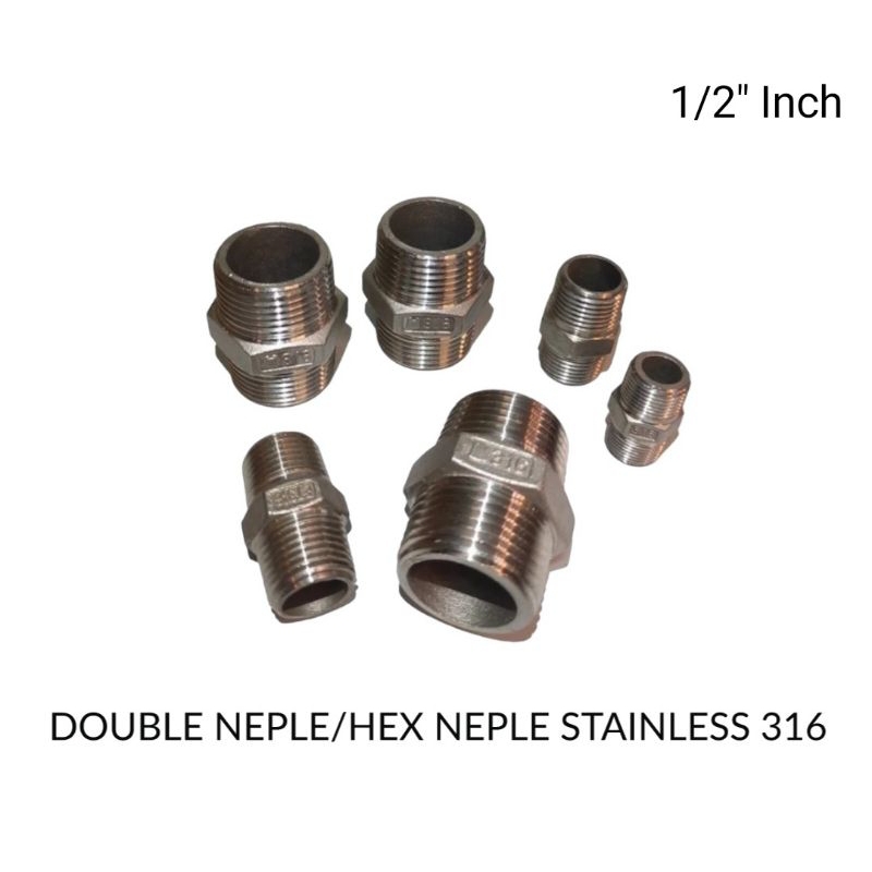 Jual Double neple/Hex neple 1/2" inch stainless 316 | Shopee Indonesia