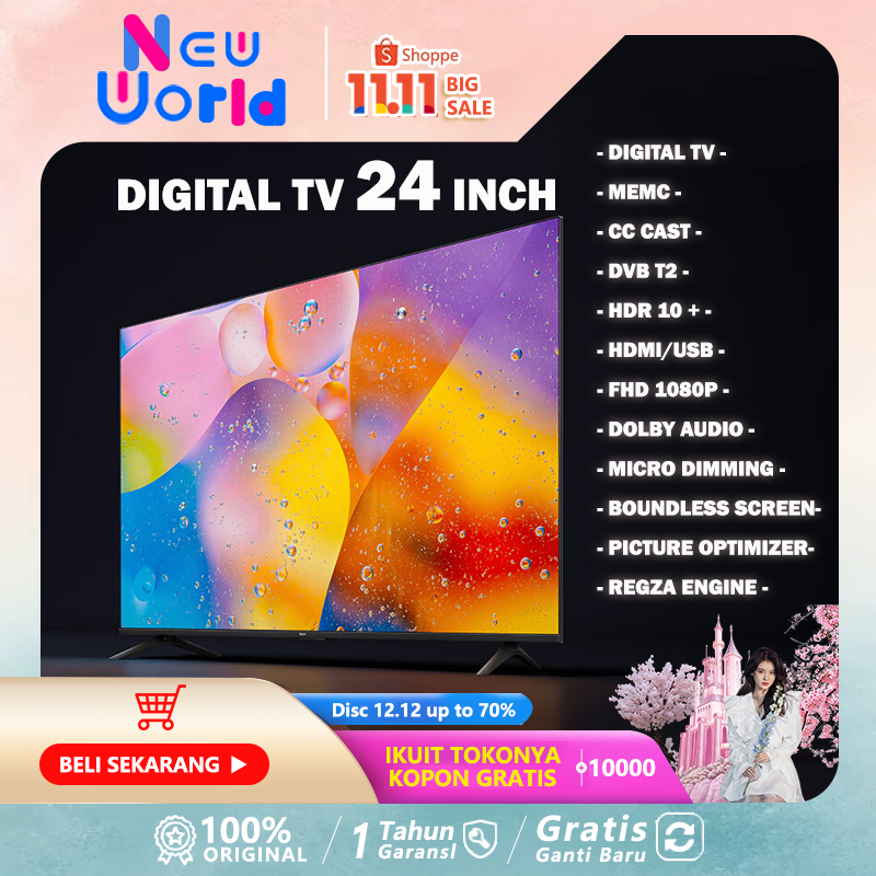 Jual TV Digital 20/22/24/25 Inch Full HD 1080P TV LED 20/22/24/25 Inch ...