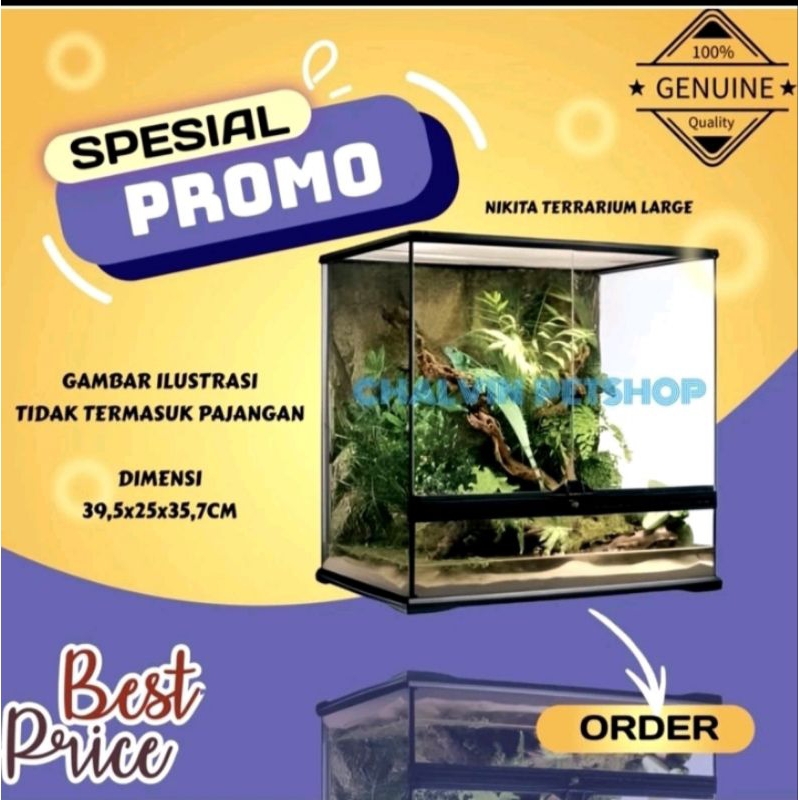 Jual Tank Terrarium Nikita Aquarium Terrarium L Kandang Reptil Kura Hamster 40cm | Shopee Indonesia