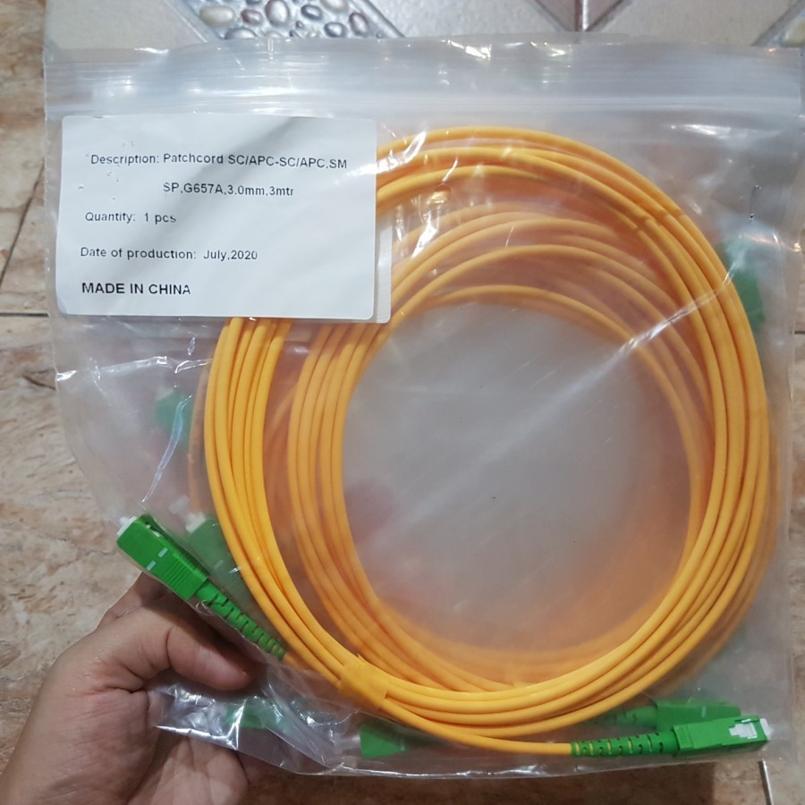 Jual PATCHCORD SC APC 3 METER PATCH CORD FIBER OPTIK SC APC - SC APC ...