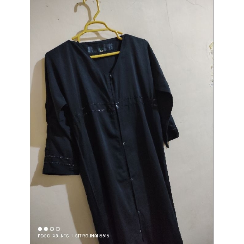 Jual PL/preloved abaya hitam/abaya outer jetblack ORI Arab full kancing ...