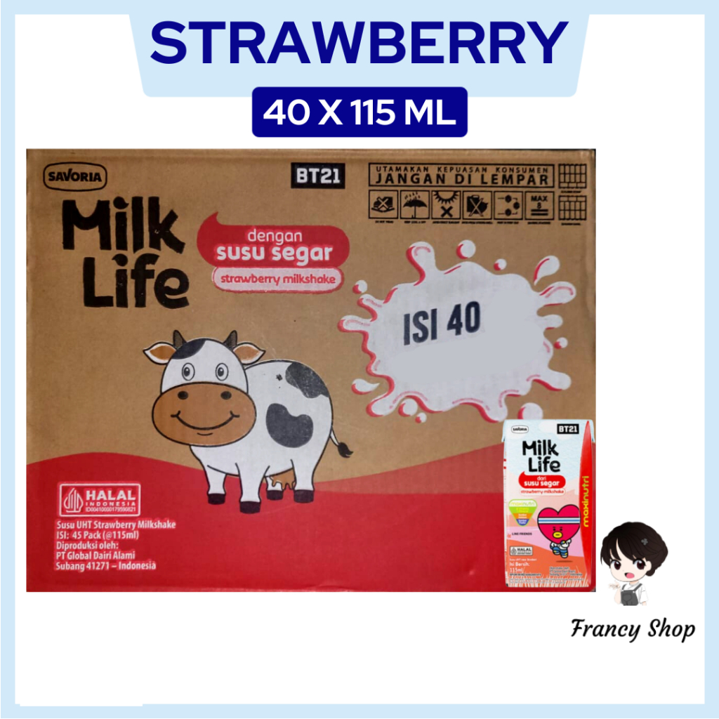 Jual Paket Murah Milk Life Susu Segar Strawberry 115 ml 1 Karton 40 Pcs ...
