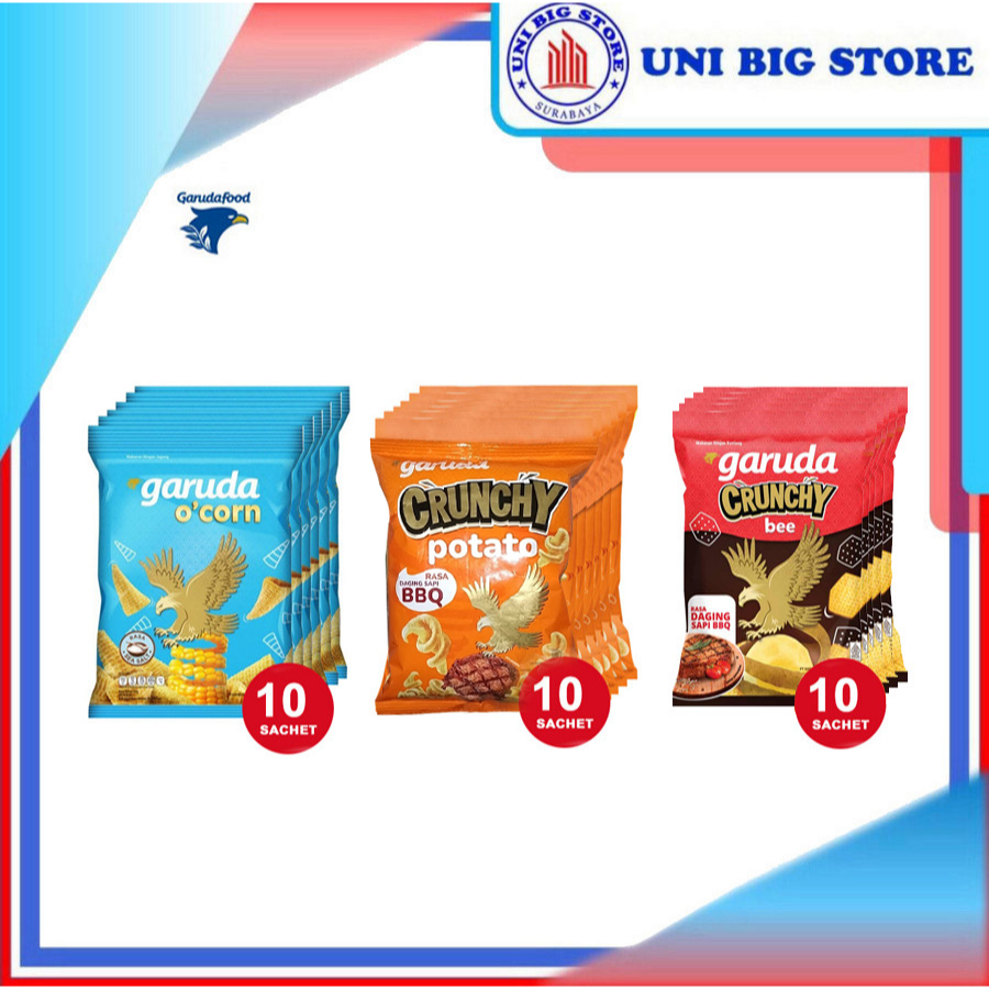 Jual Garuda Crunchy O' Corn Sea Salt | Potato BBQ | Bee BBQ 17 gr x 10 ...