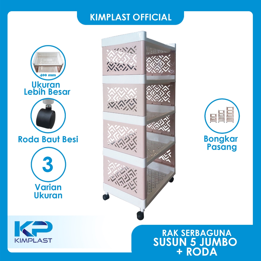 Jual KIMPLAST Rak Serbaguna Susun 5 Jumbo + Roda/ Rak Serbaguna Plastik ...
