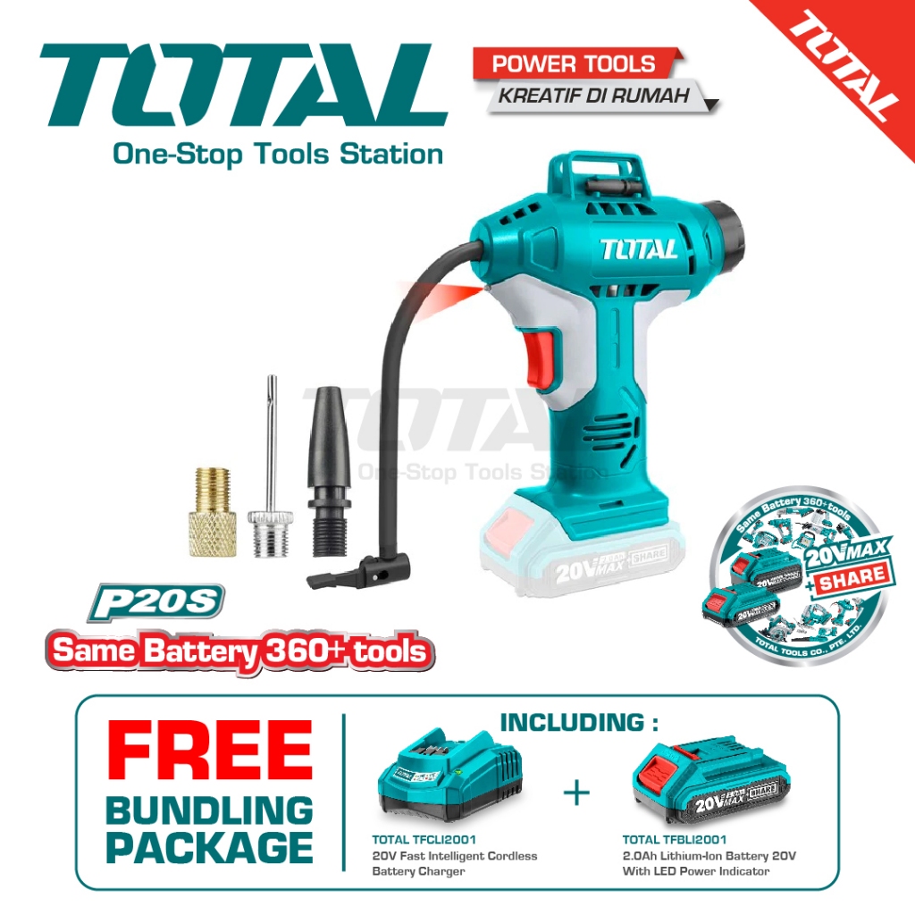 Jual Total Tools - Cordless Auto Air Compressor / Kompresor Mini 20V ...
