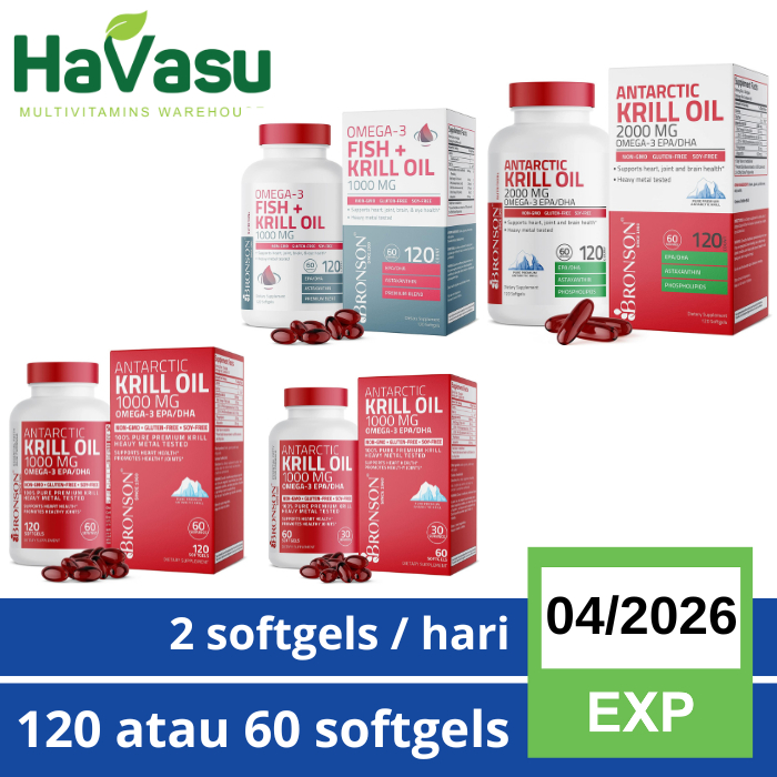 Jual Bronson Antarctic Krill Oil 1000Mg With Omega 3 EPA DHA Astaxanthin OR Omega-3 Fish + Krill ...