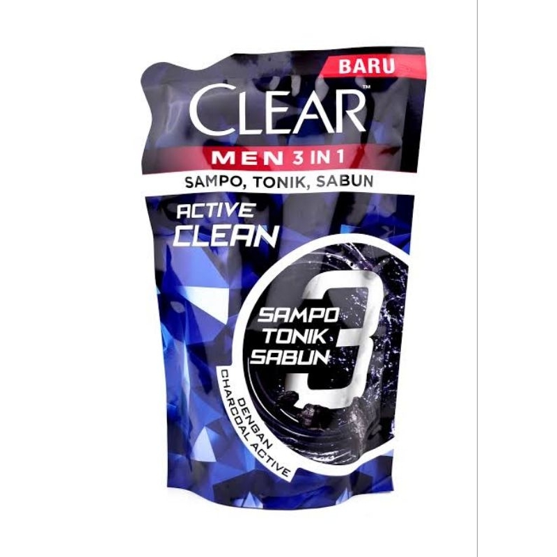 Jual CLEAR MEN SHAMPO 3 IN 1 ACTIVE CLEAN NETTO 280 ML | Shopee Indonesia