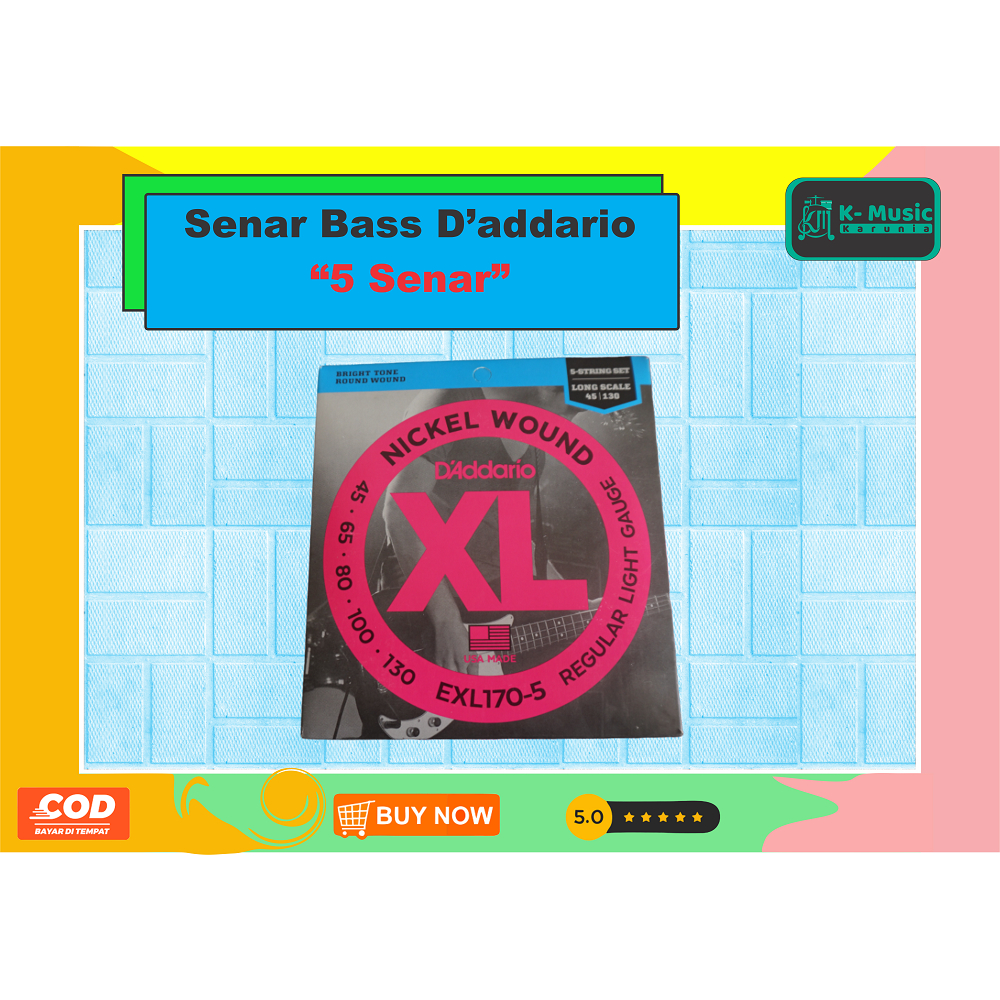Jual Senar Bass Dadario EXL170-5 D’Addario nickel wound nomor 45 – 130 ...