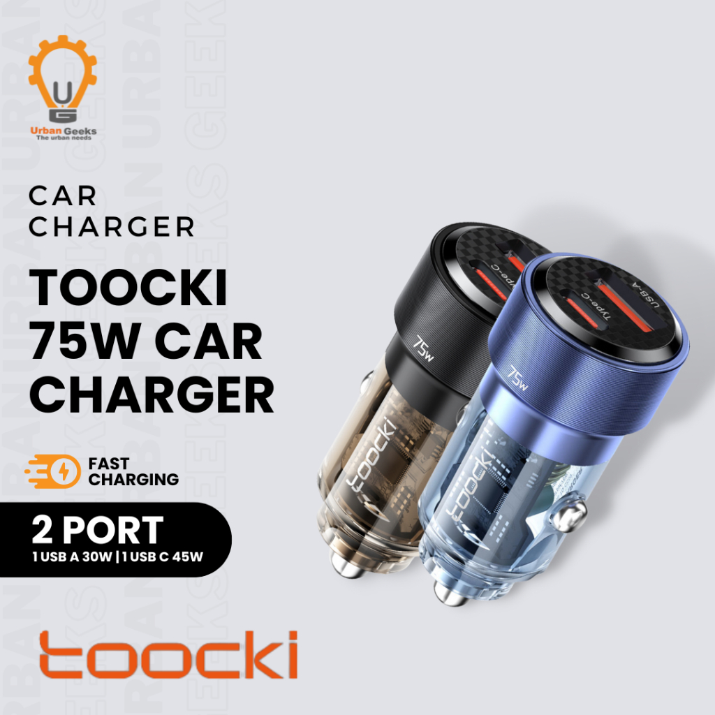 Jual Toocki Car Charger 75 Watt Multi Port USB A Type C Support Fast ...