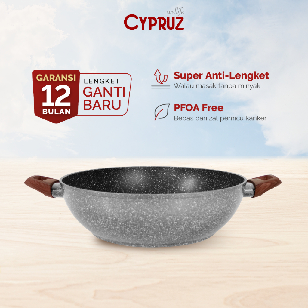 Jual Cypruz Wajan Kuali Anti Lengket Tanpa Tutup Marble Series Wok Pan Induksi 30 cm | Shopee ...