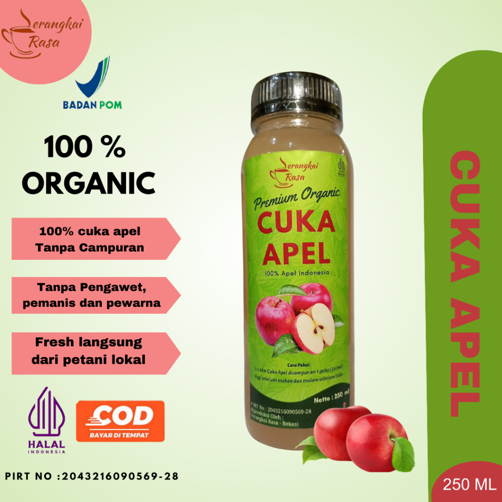Jual CUKA APEL ORIGINAL 250ML | CUKA SARI APEL | ORGANIC APPLE CIDER ...