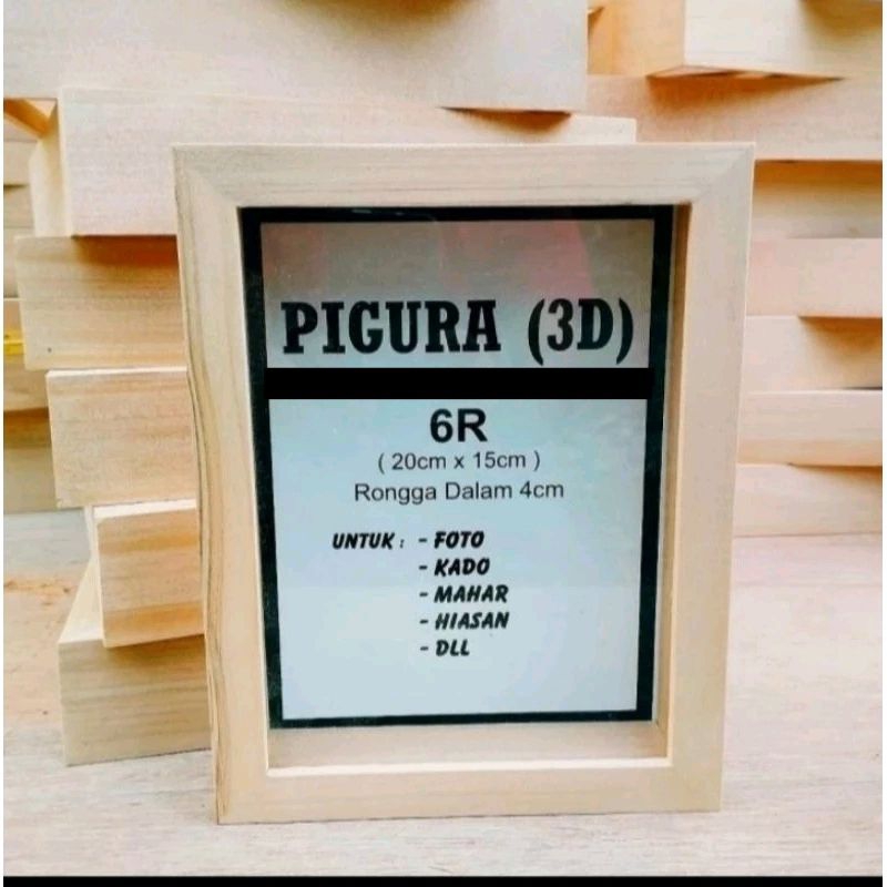 Jual pigura kayu 3D bingkai 6R 20×15 +kaca acrilik .anti pecah | Shopee ...