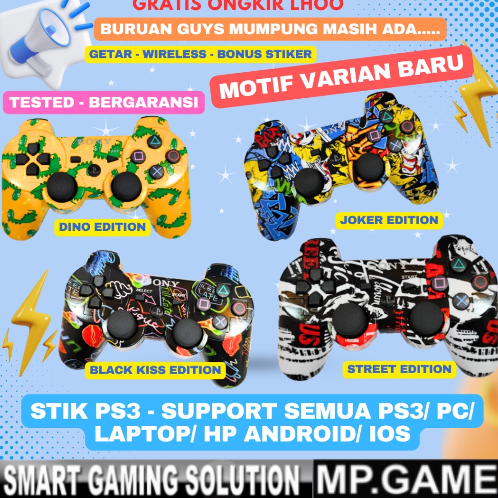 Jual UM Stik Playstation 3 Stick PS3 Wireless OP HITAM WARNA Stik PS3 ...