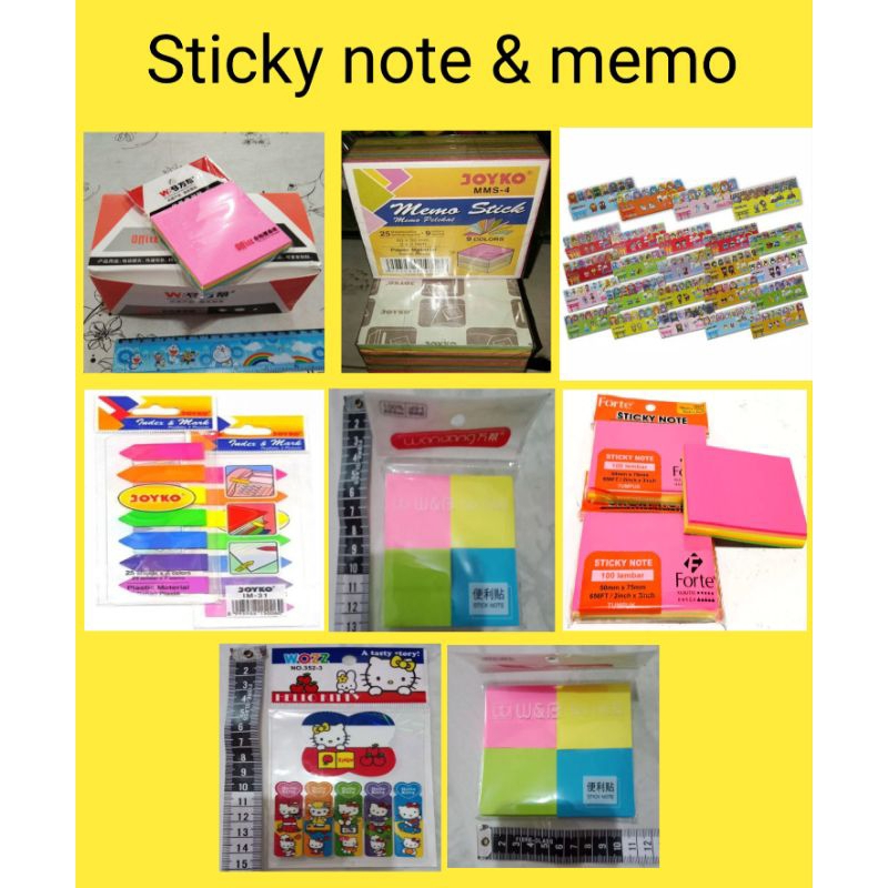 Jual Kertas sticky note memo notes penanda pembatas lem warna segi ...