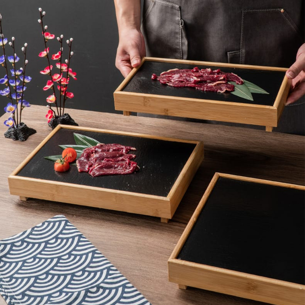 Jual Marble Doff Wood Steak Plate / Zeth Black Serving Plate EB Dining ...