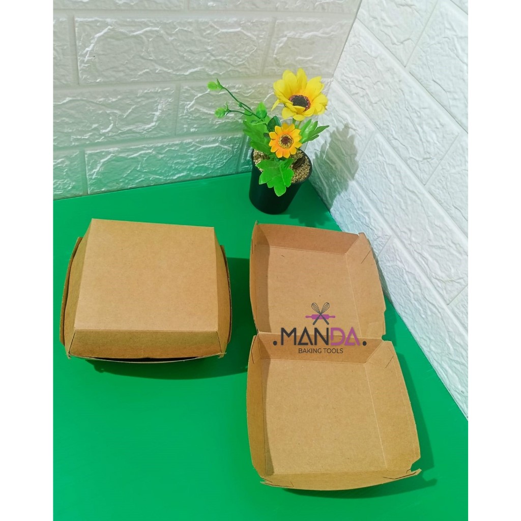 Jual Brown Paper Box Kardus Burger Wadah Makanan | Shopee Indonesia