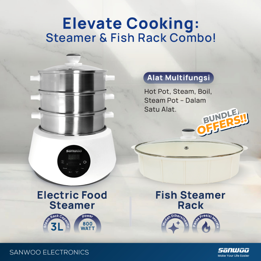 Jual Paket Electric Food Steamer+ Fish/Pengukus Makanan+Kukusan Ikan ...