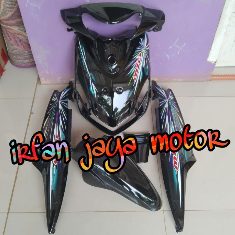 Jual Full bodi Halus Cover body halus yamaha Mio Smile hitam Striping ...