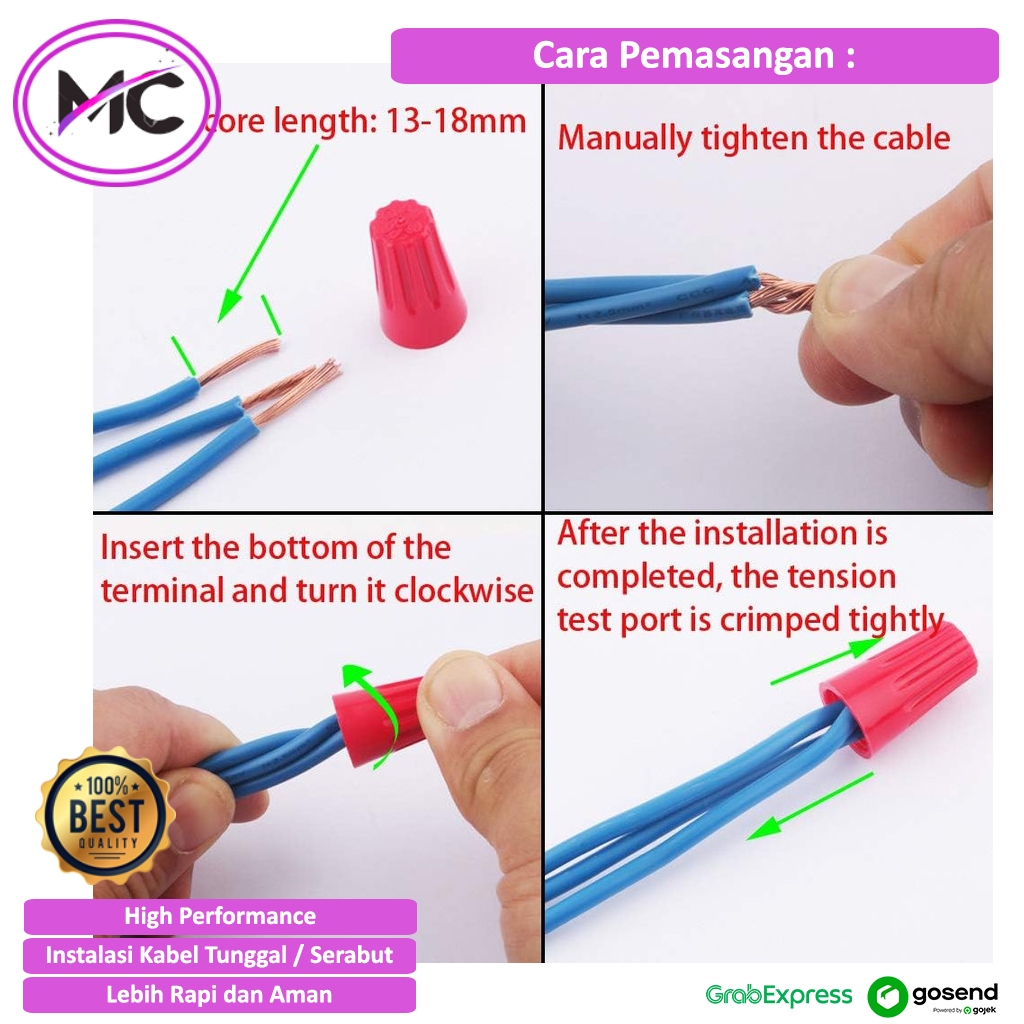 Jual Lasdop Kabel 4mm Pelindung Ujung Cable Listrik Connector Wire ...