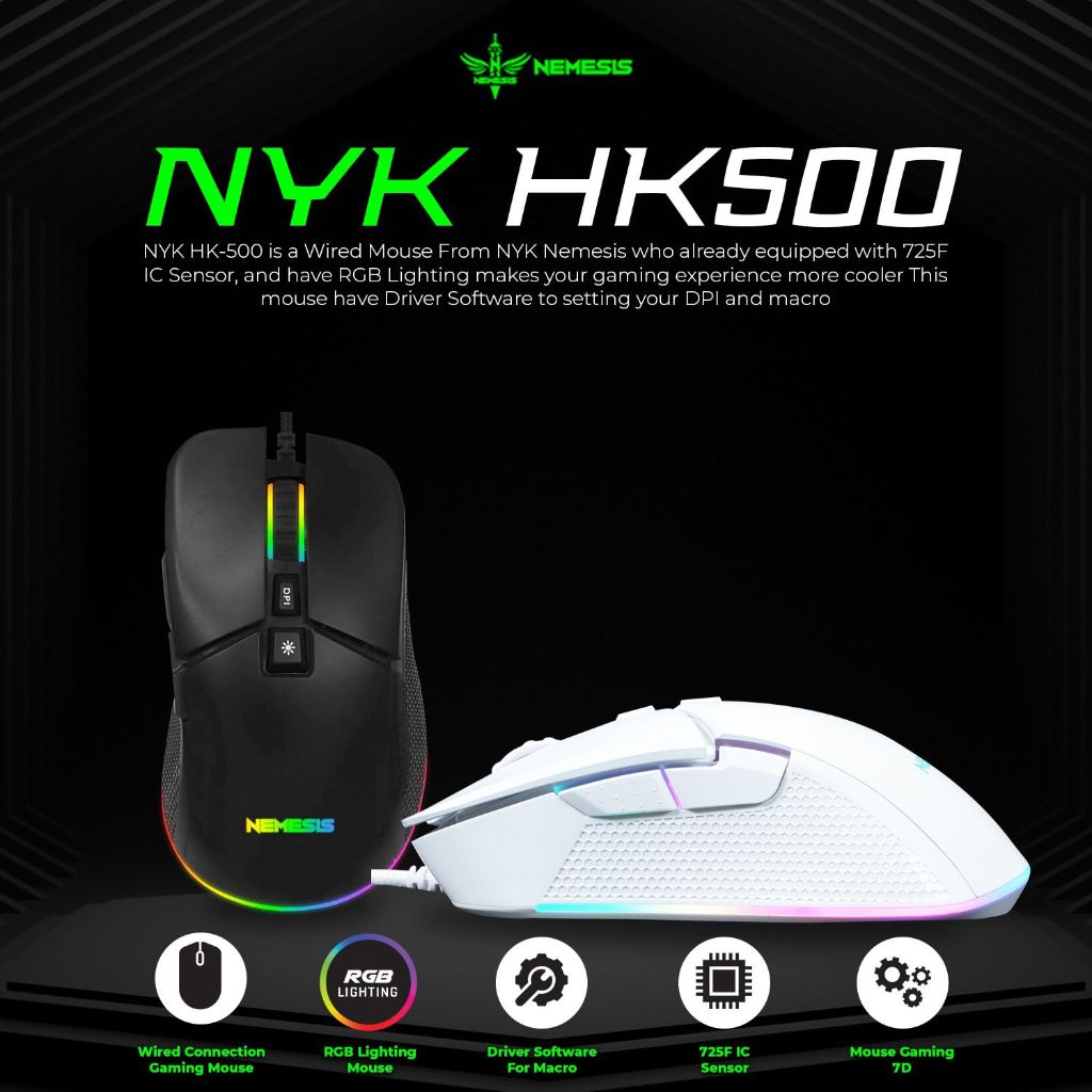 Jual Mouse Wired RGB with Macro NYK Nemesis HK500 | Shopee Indonesia