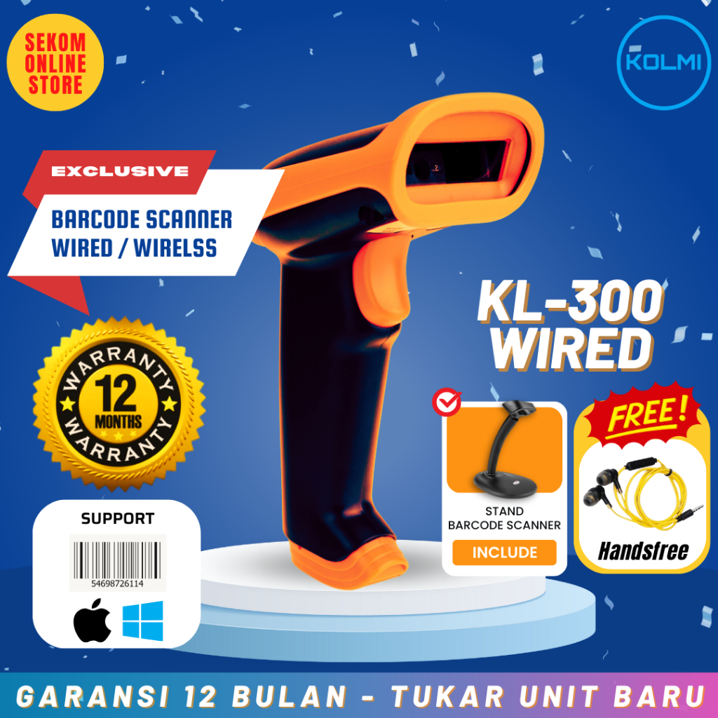 Jual KOLMI Barcode Scanner 1D Wired KL300 | Shopee Indonesia