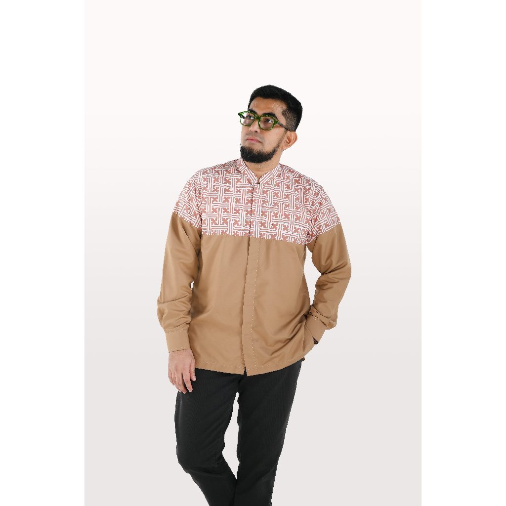 Jual Fatih - Kemeja Batik Koko Habibi Long Mocca | Shopee Indonesia