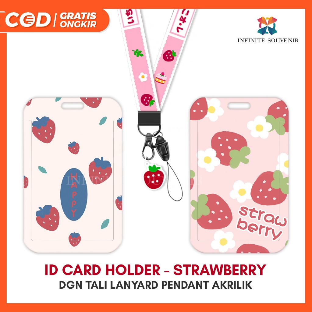 Jual [N003] STRAWBERRY / Name Tag ID Card Holder Buah Stroberi dengan ...