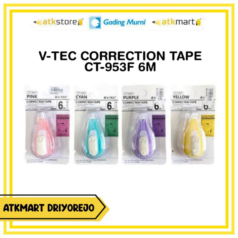 Jual V-TEC CORRECTION TAPE CT-953F - TIPE X KERTAS - STIPO KERTAS ...